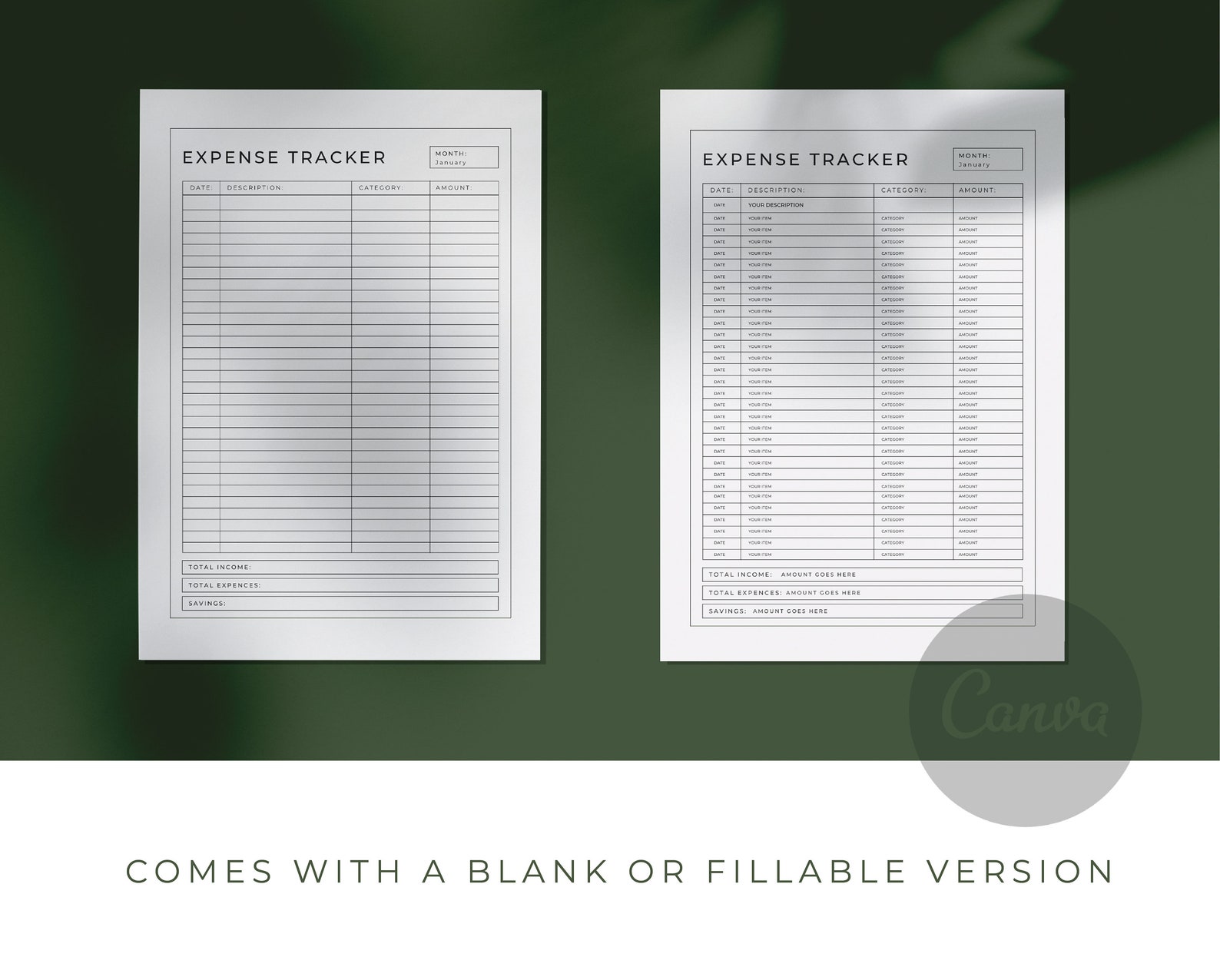 Expense Tracker, Business Expense Log Printable, Spending Tracker ...