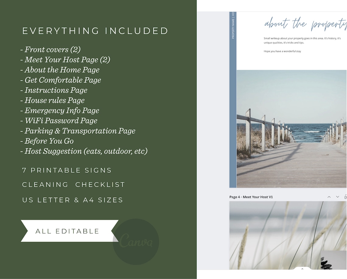 Coastal Airbnb/vrbo Host Bundle, Printable/editable Cleaning Checklists ...