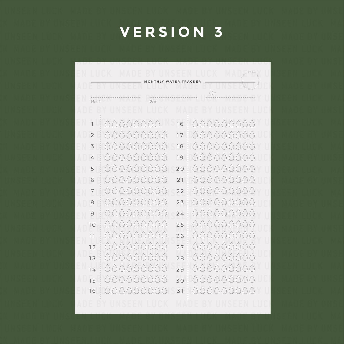 Water Tracker, Water Bottle Tracker, Monthly Water Trackers ...