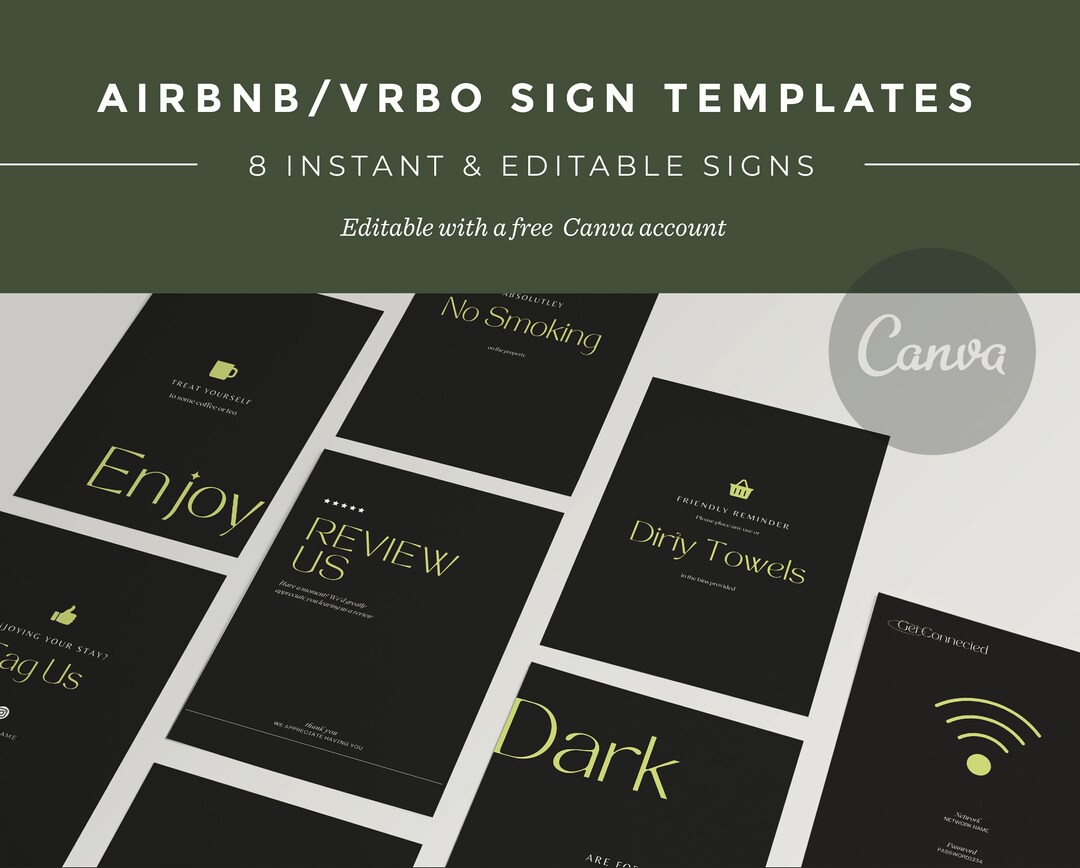 Modern Chic Airbnb/vrbo Sign Templates, Printable/editable Airbnb Signs ...