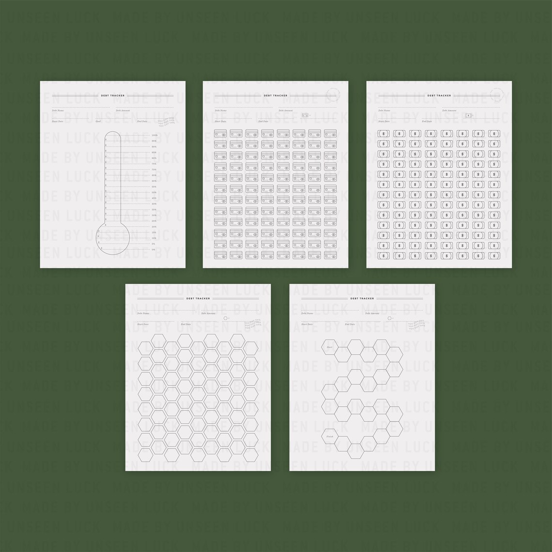 Debt Tracker Printable Bundle, Debt Tracker Coloring, Minimalist ...