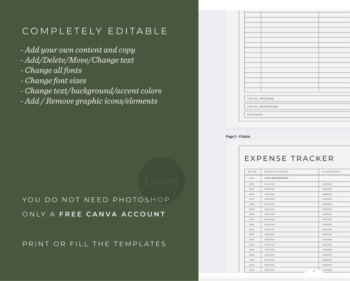 Expense Tracker, Business Expense Log Printable, Spending Tracker ...