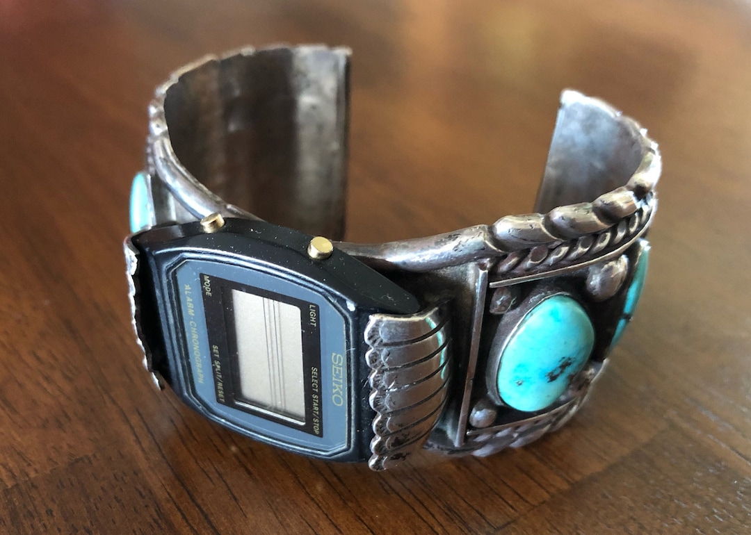 Vintage Navajo Men’s Silver Turquoise Watch Cuff - Etsy