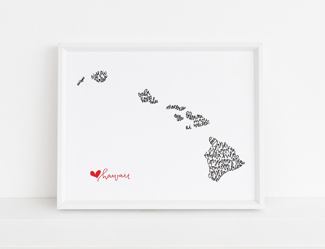 Hawaii Calligraphy Illustration Print // Housewarming Gift // Hostess ...