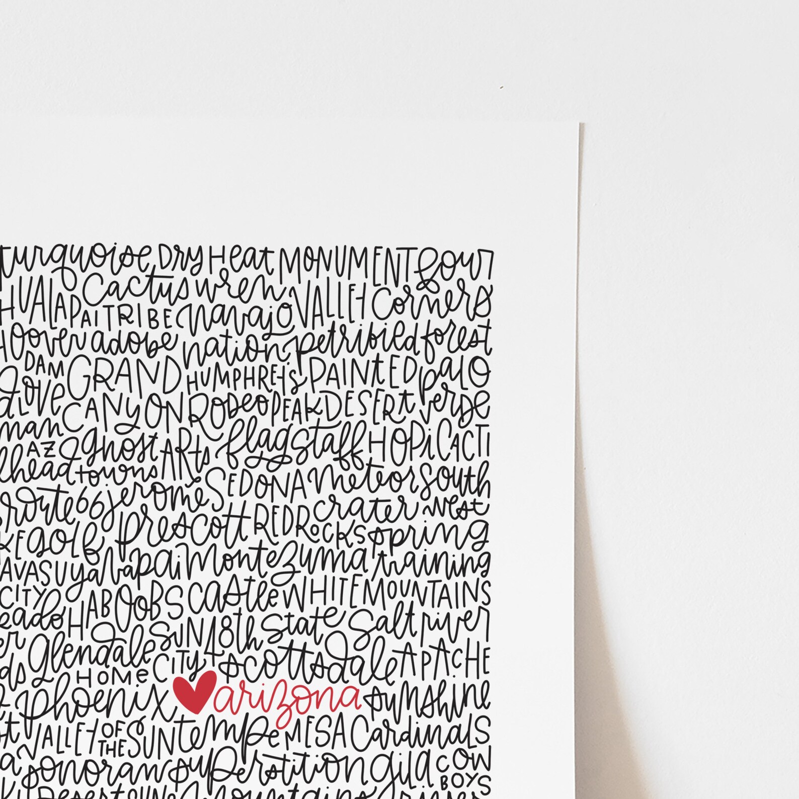 Arizona Calligraphy Illustration Print // Housewarming Gift // - Etsy