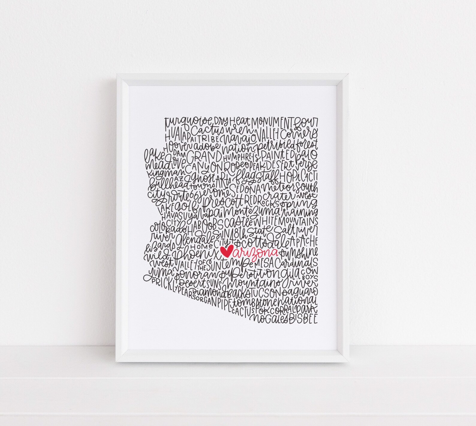 Arizona Calligraphy Illustration Print // Housewarming Gift // - Etsy