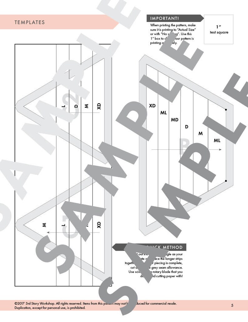 Gemstone Paper Piecing Pattern - Emerald Cut - Jewel Quilting Pattern ...