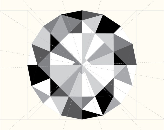 Diamond Paper Piecing Pattern Round Cut Gemstone Jewel Quilting Pattern ...