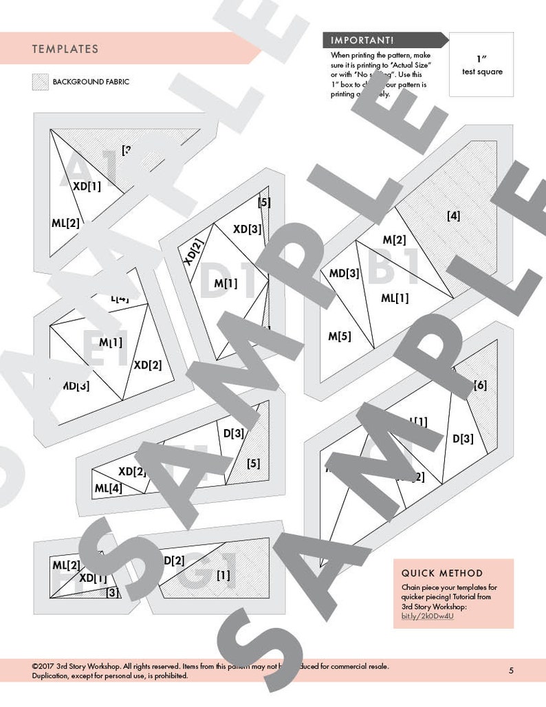 Gemstone Paper Piecing Pattern - Teardrop Cut - Jewel Quilting Pattern ...