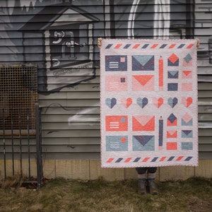 Modern Quilt PDF Pattern - Express Post, Stationery/letter/mail Quilt ...