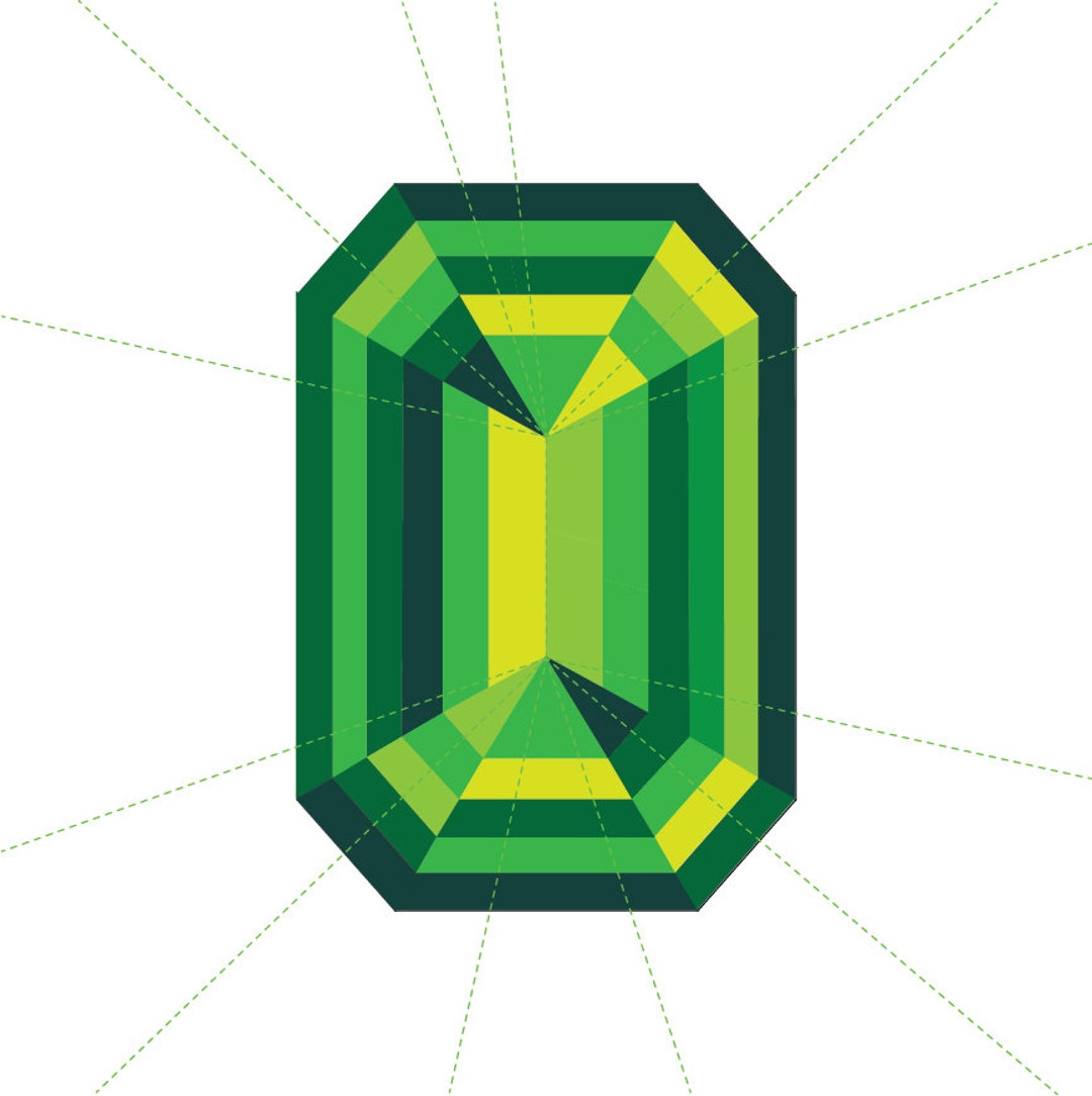 Gemstone Paper Piecing Pattern - Emerald Cut - Jewel Quilting Pattern ...