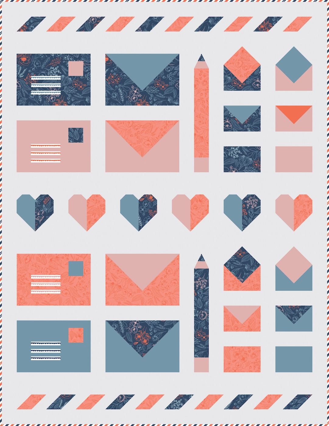 Modern Quilt PDF Pattern - Express Post, Stationery/letter/mail Quilt ...