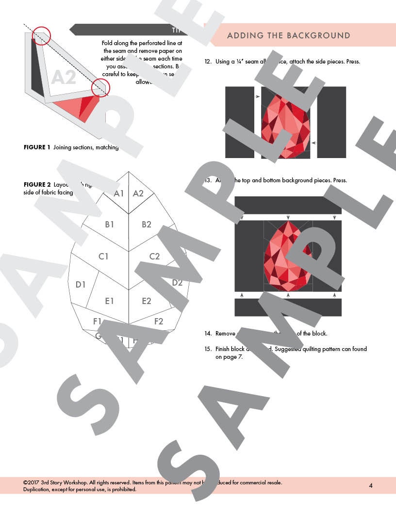 Gemstone Paper Piecing Pattern - Teardrop Cut - Jewel Quilting Pattern ...