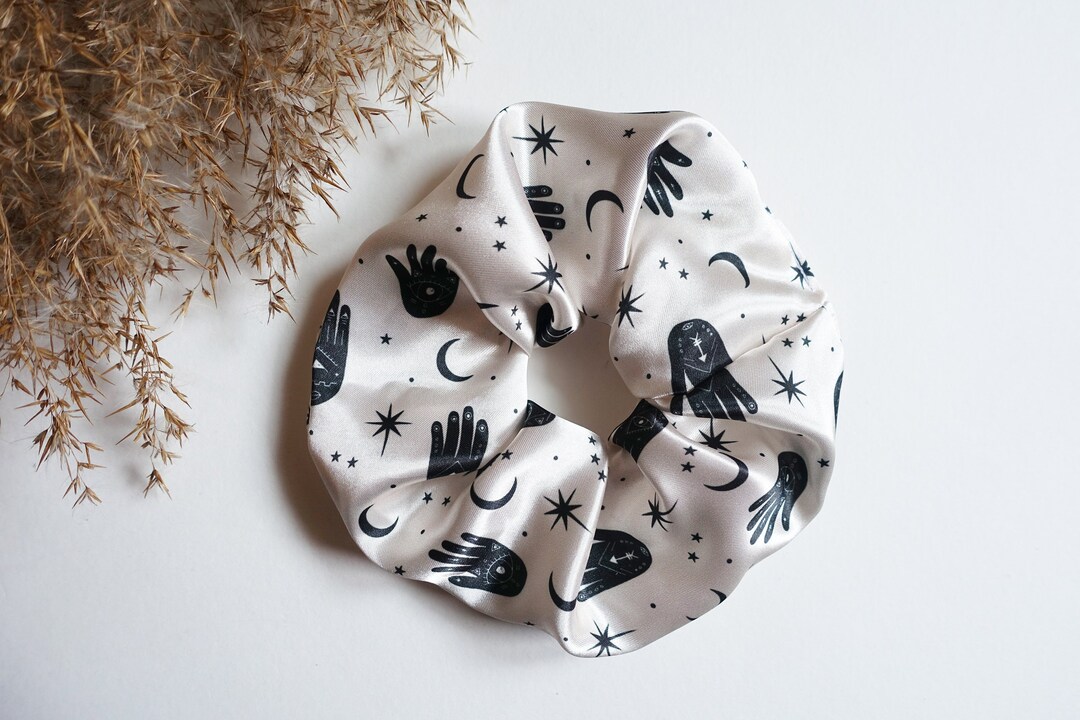 Scrunchie Hamsa Hand Moon Stars Celestial Witch Satin Handmade - Etsy