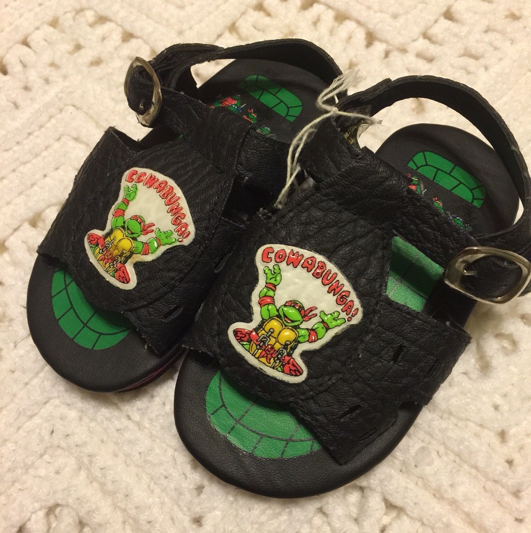 VTG Teenage Mutant Ninja Turtles Sandals Sz 5 New Black Cowabunga - Etsy