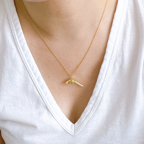 Pistol Gun Necklace. Revolver Pendant Necklace. Gun Jewelry. - Etsy