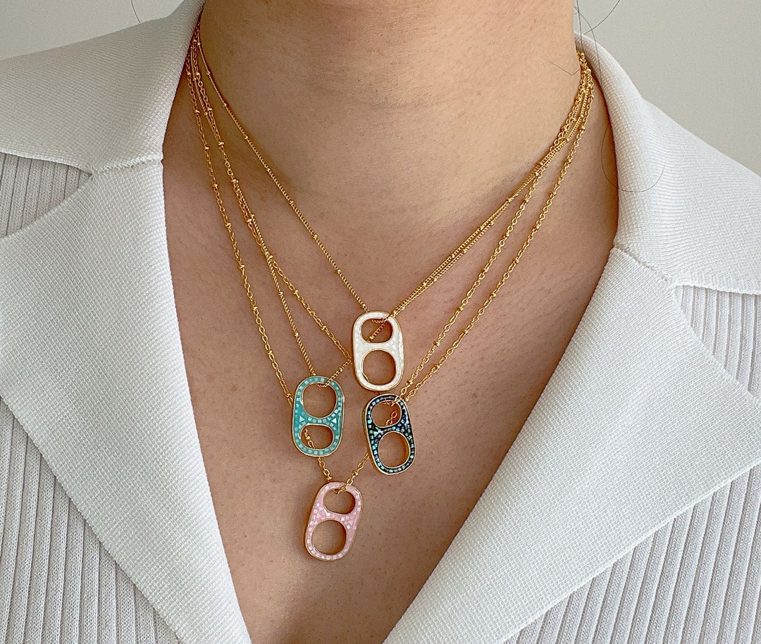 Dainty Soda Tab Pendant Necklace. Gold Filled Charm Necklace. Mother of ...