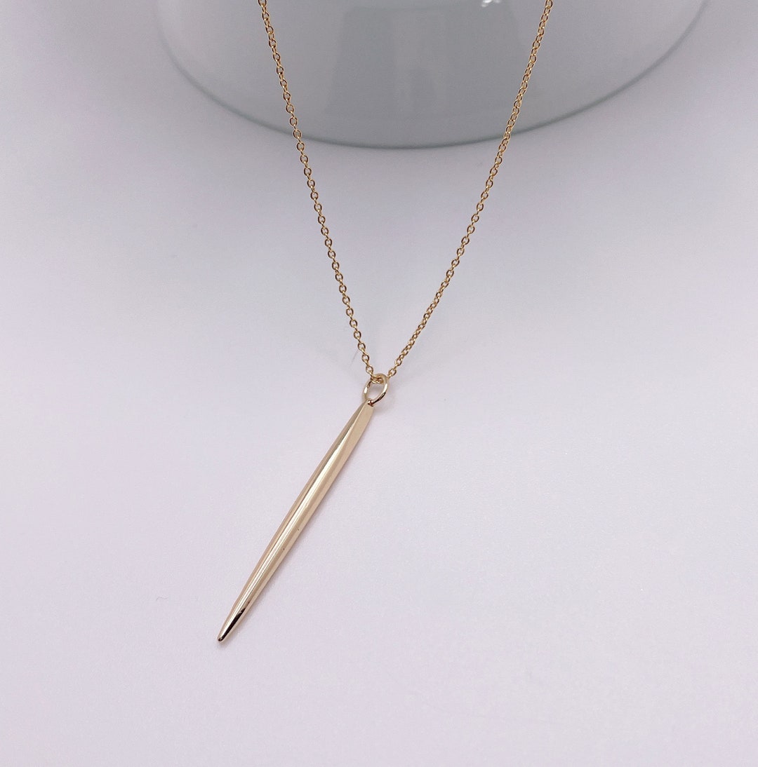 Spike Necklace. Dainty Gold Spike Necklace. Minimal Necklace. Long Gold ...