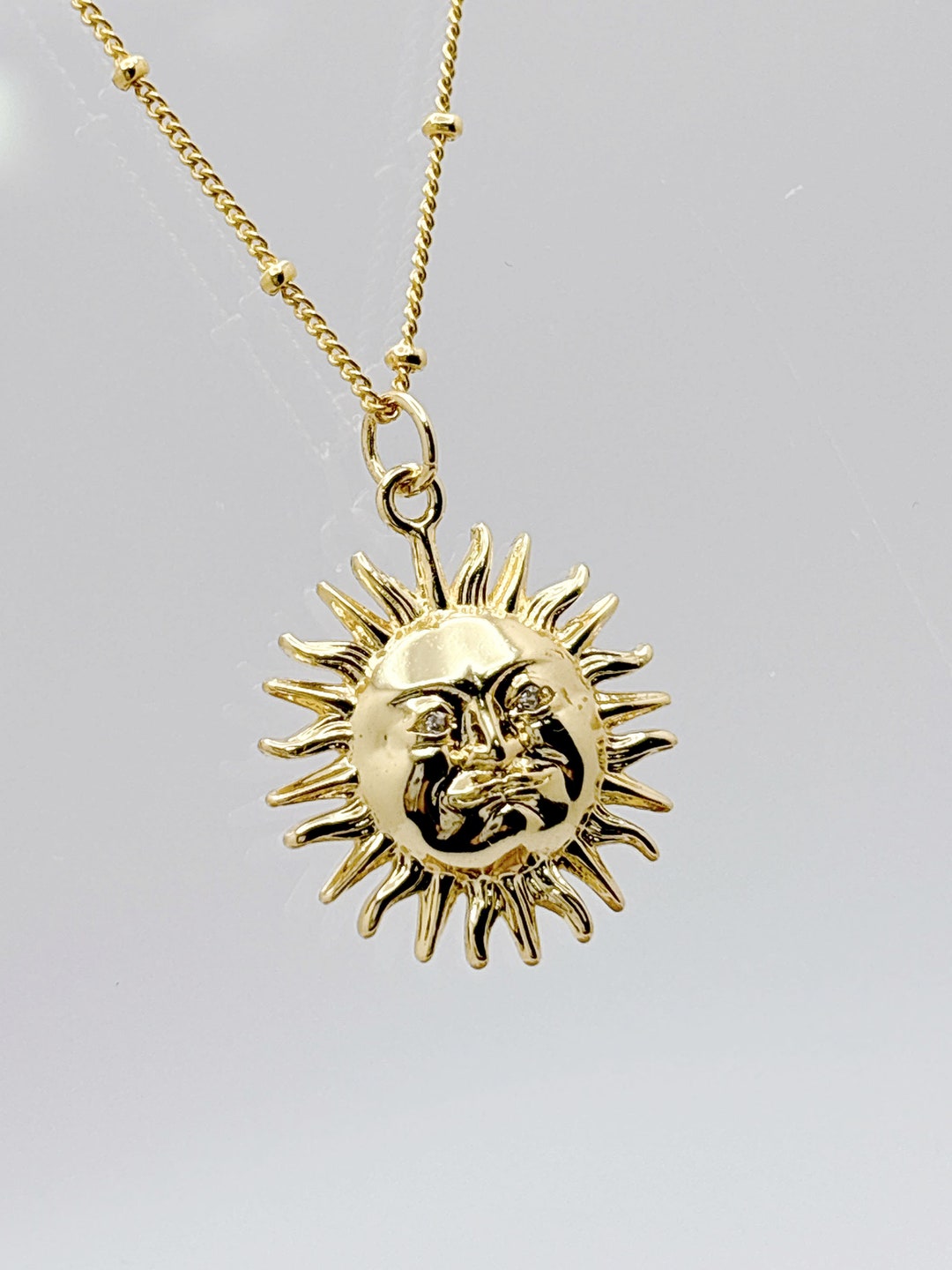 Gold Sun Pendant Necklace. Celestial Jewelry. Sunshine Pendant Necklace ...
