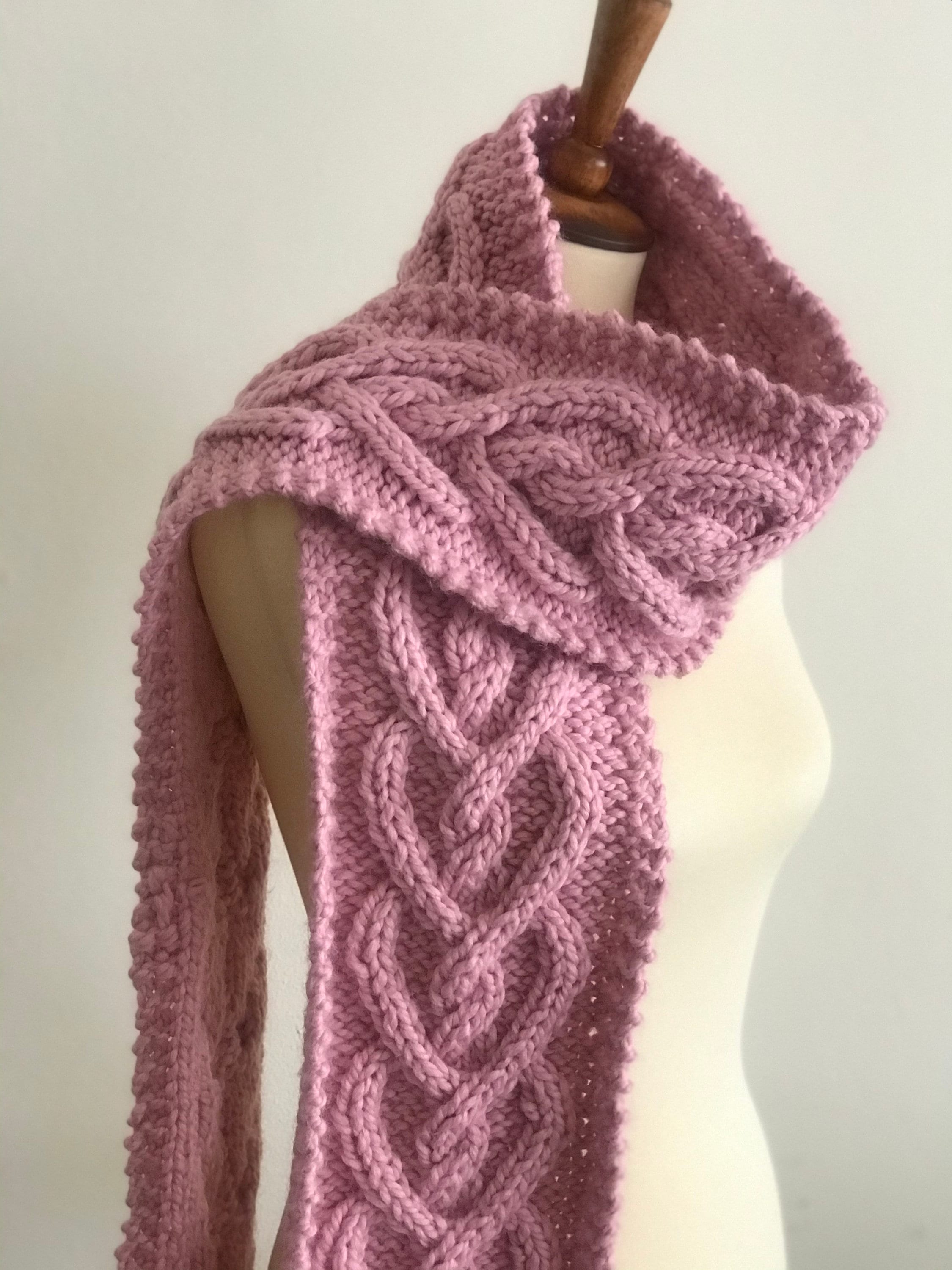 Heart Cable Knit Scarf Pattern | Etsy