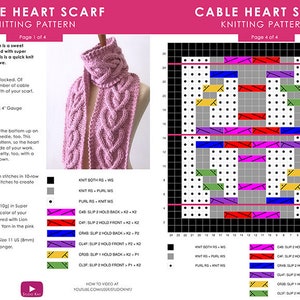 Heart Cable Knit Scarf Pattern - Etsy
