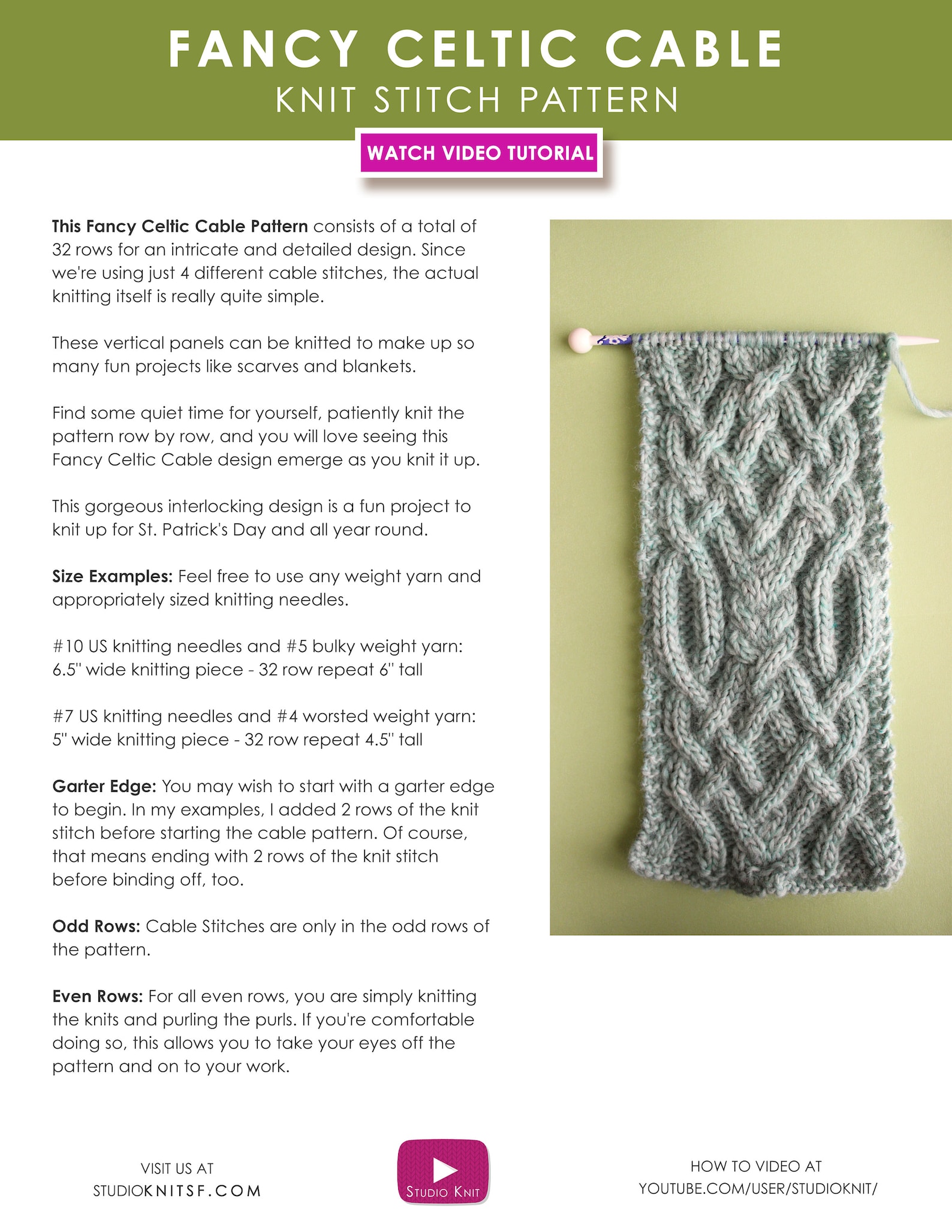 Fancy Celtic Cable Scarf Knitting Pattern PDF Download - Etsy
