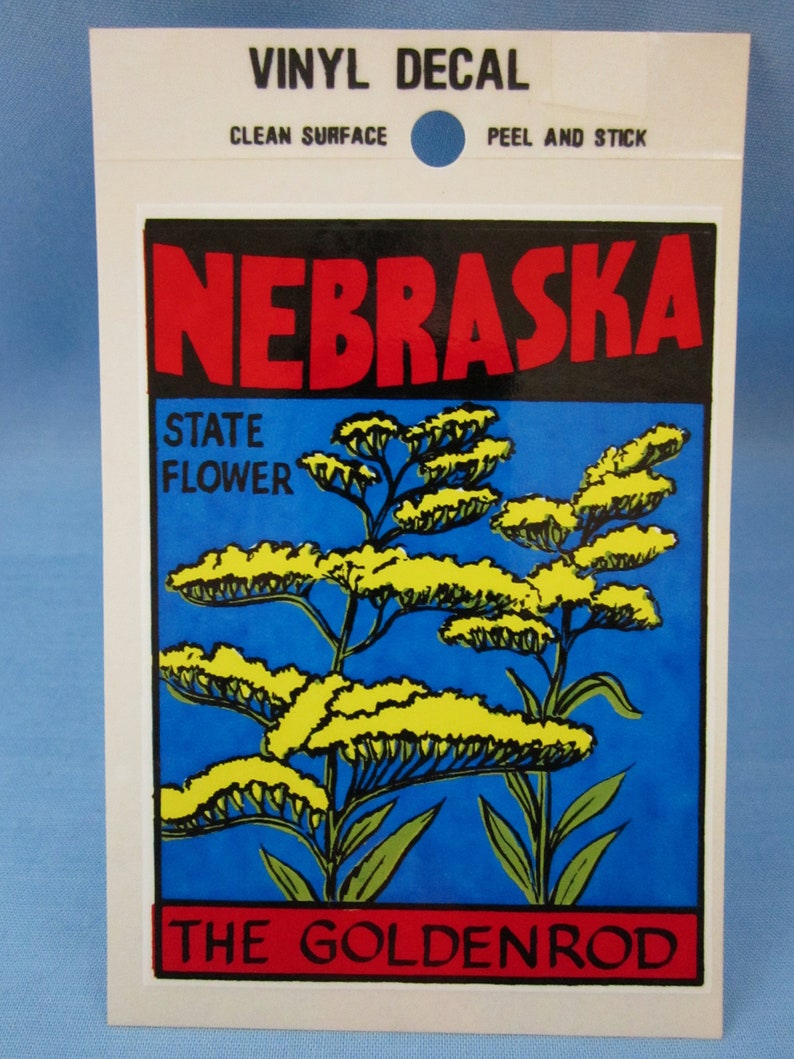 Vintage... NEBRASKA the Goldenrod State Flower Sticker / - Etsy Israel