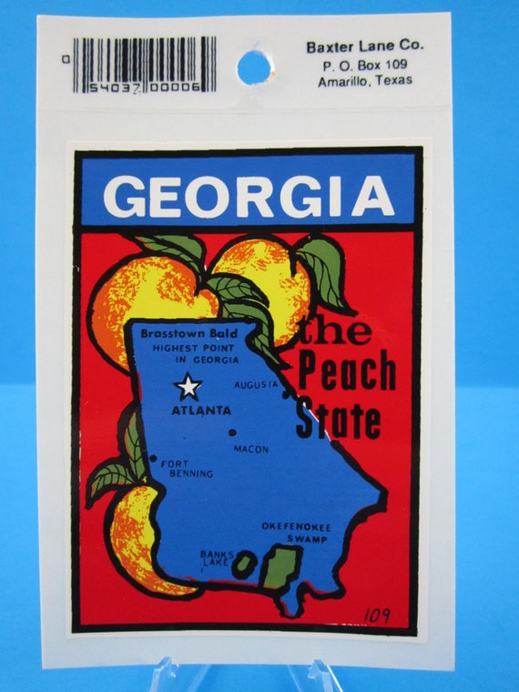 Vintage... georgia the Peach State Sticker / Decal | Etsy