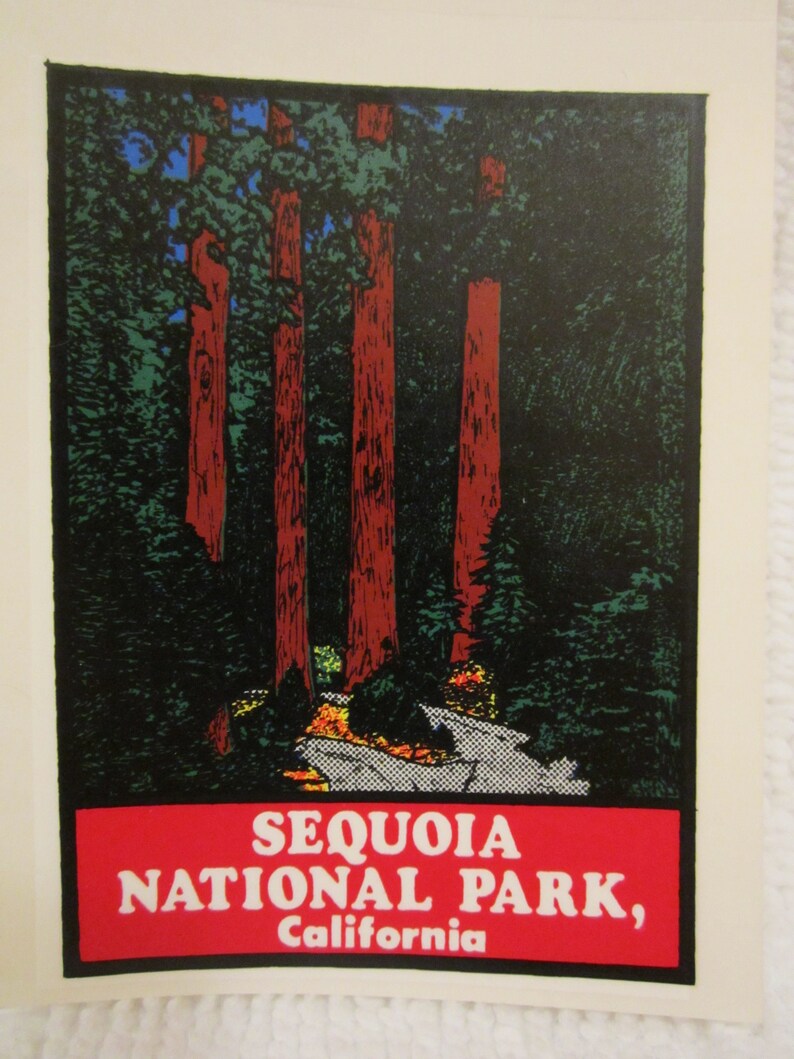 Vintage SEQUOIA NATIONAL PARK California Sticker / Decal - Etsy