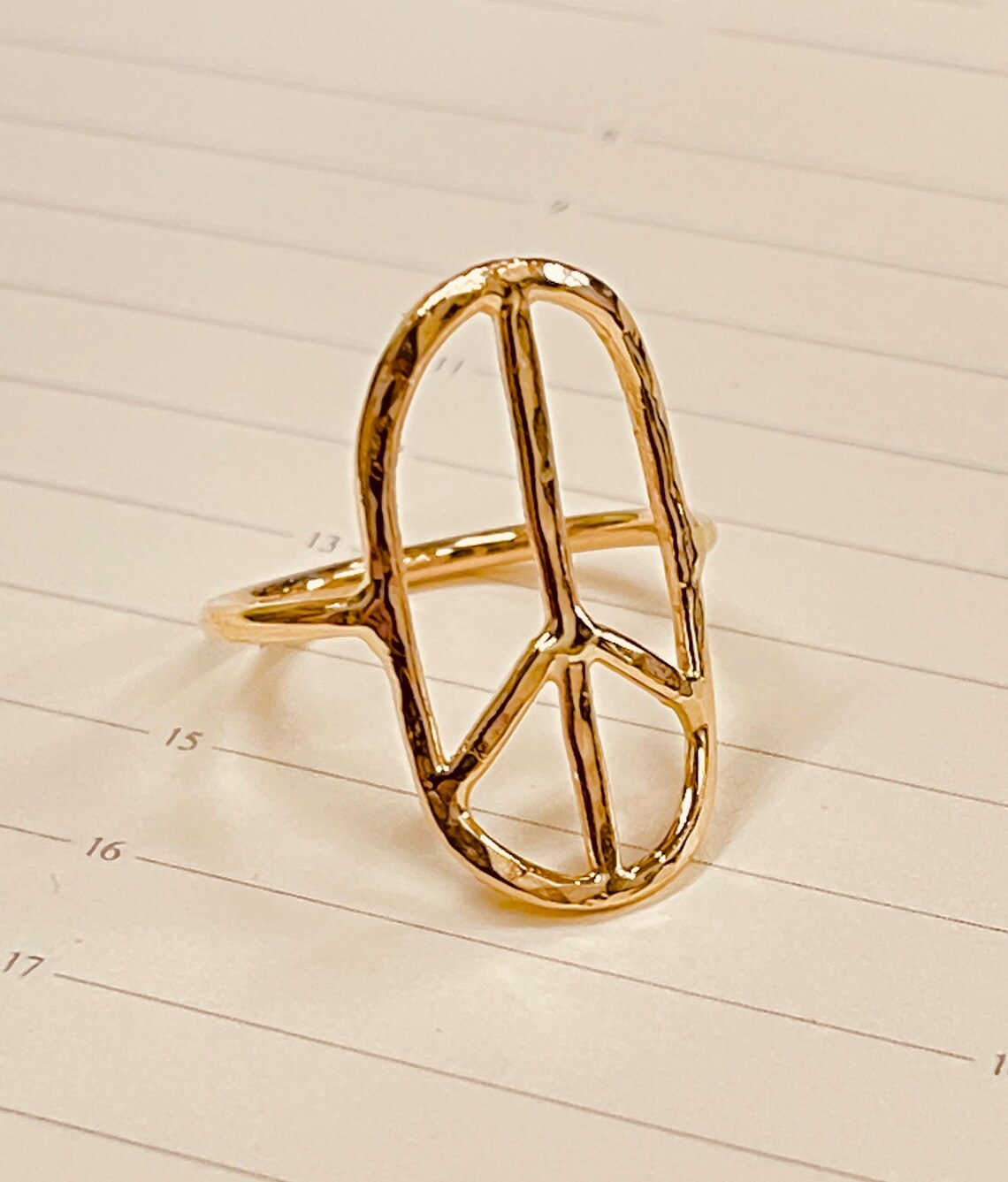 14 Kt. Yellow Gold Hand Made PEACE Ring - Etsy