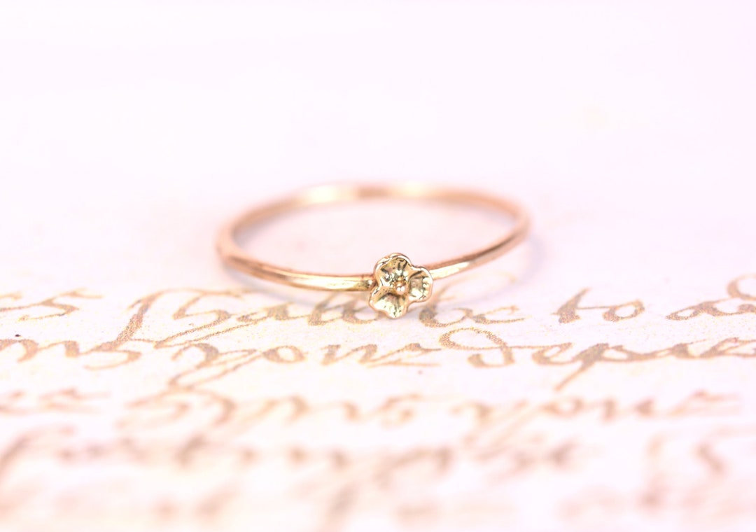 14kt. Yellow Gold Sweet Tiny Little Flower Ring - Etsy