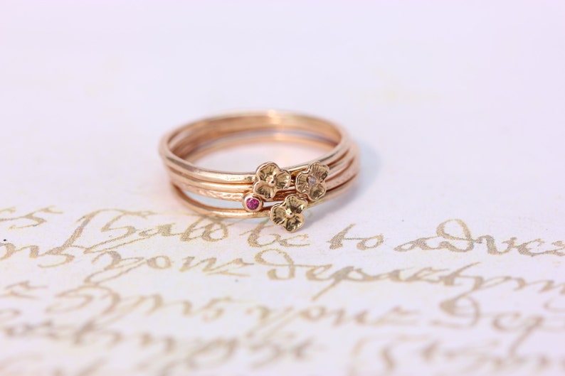 14kt. Yellow Gold Sweet Tiny Little Flower Ring - Etsy