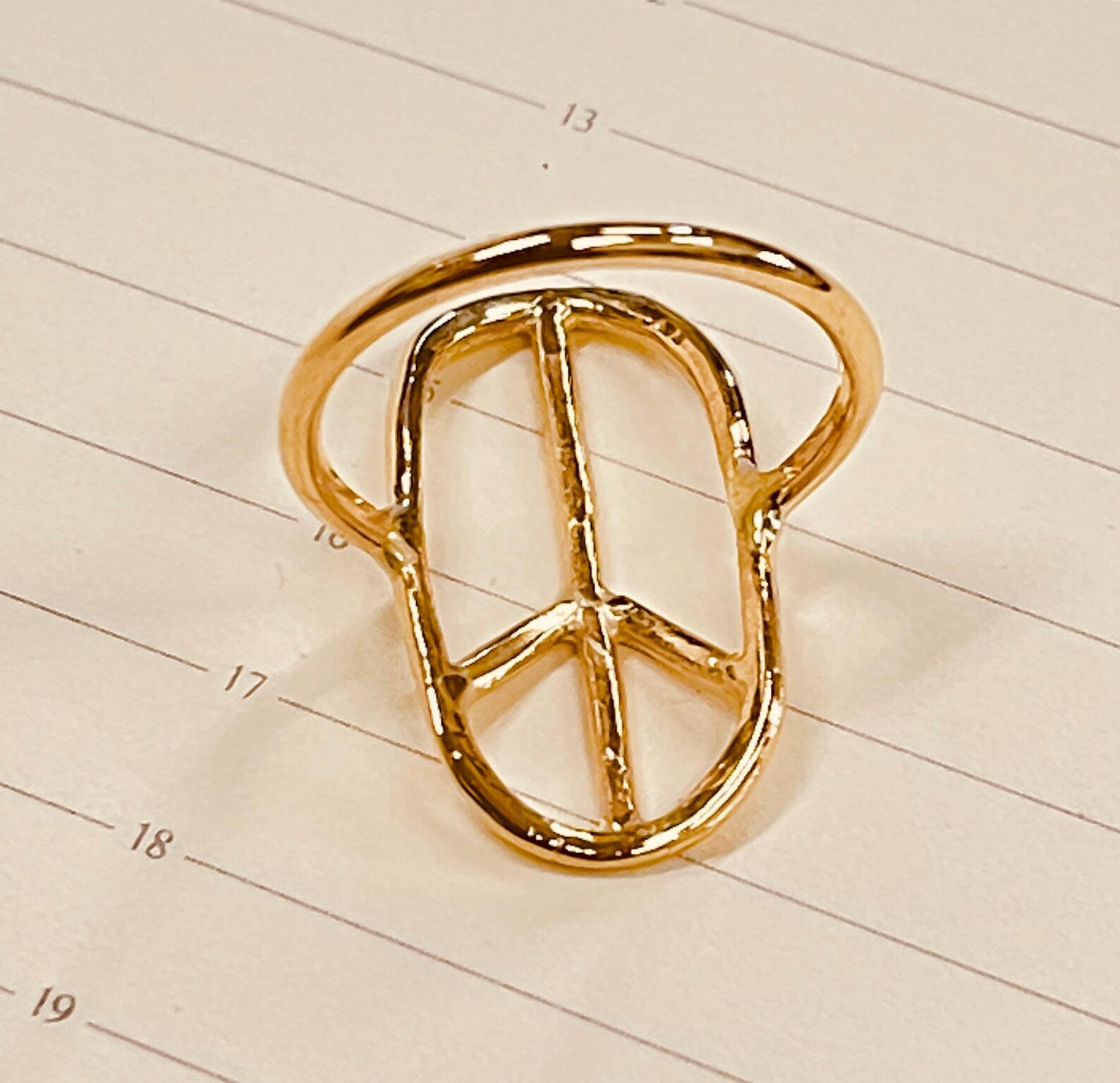 14 Kt. Yellow Gold Hand Made PEACE Ring - Etsy