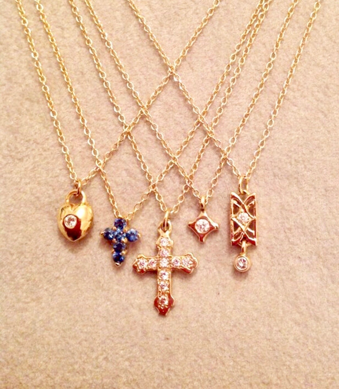 Sweet Little, Heart, Cross, Pink Diamond Victorian Inspired Neclaces - Etsy