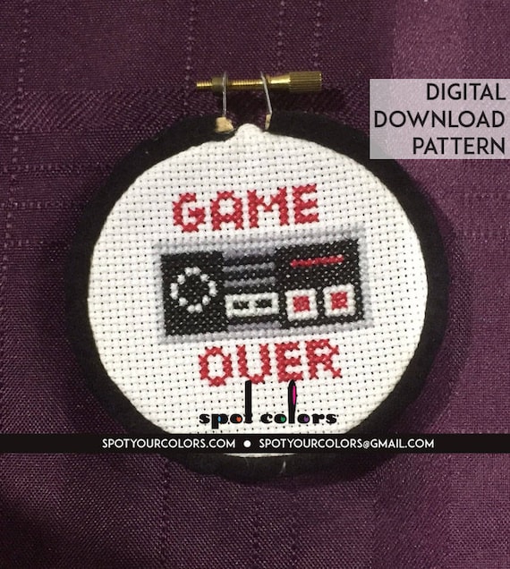 Game Over Controller Retro Cross Stitch Pattern Download | Etsy