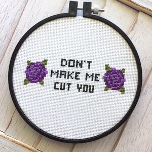 Don't Make Me Cut You Cross Stitch Pattern Download Beginner - Etsy