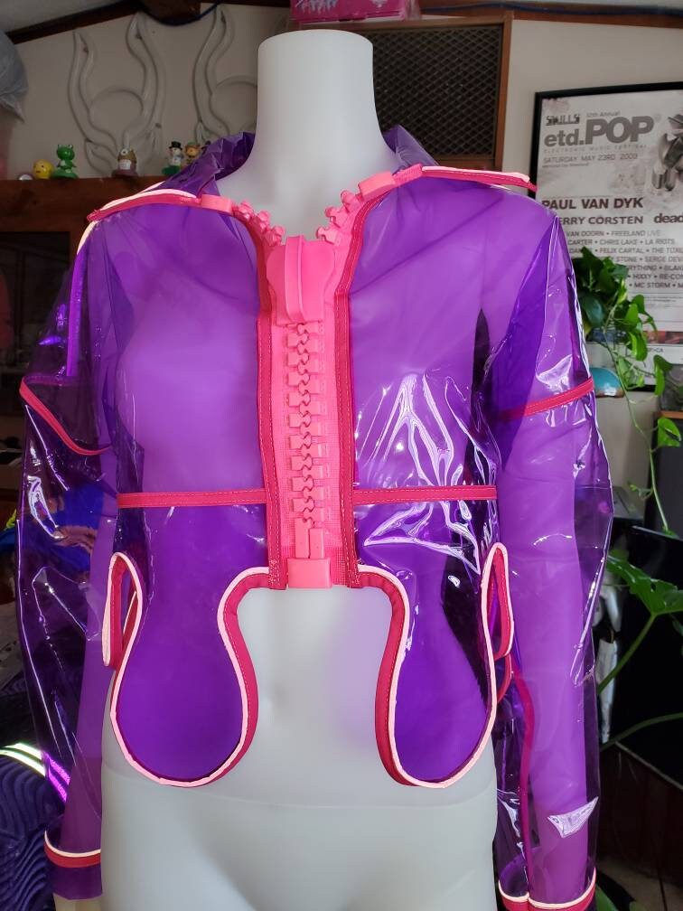 UV Reflective Vinyl Melting Jacket Rave Coat Burning Man Festival Edc ...