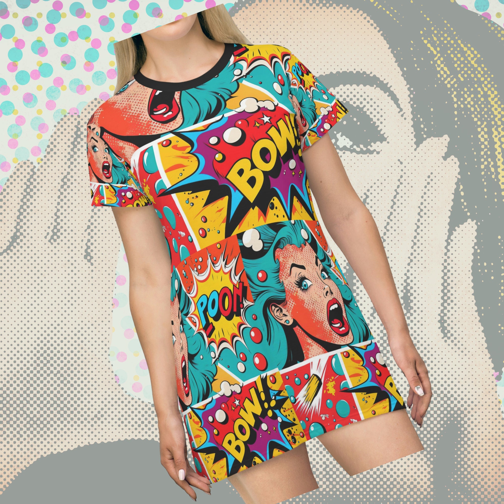Pop Art Comic Strip Dress, Retro Comics Dress, 70's Retro Dress, Andy ...