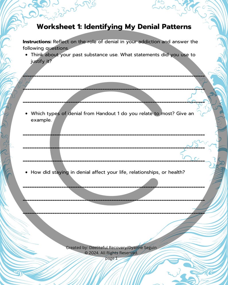 Denial and Acceptance Group Therapy Activity, Addiction Recovery Cbt ...