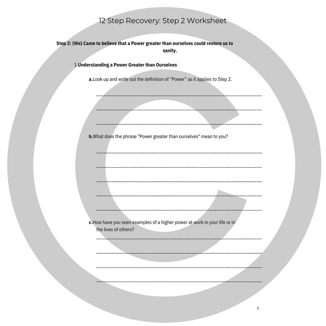 Addiction Recovery Step Two Workbook, 12 Step Recovery, Recovery ...