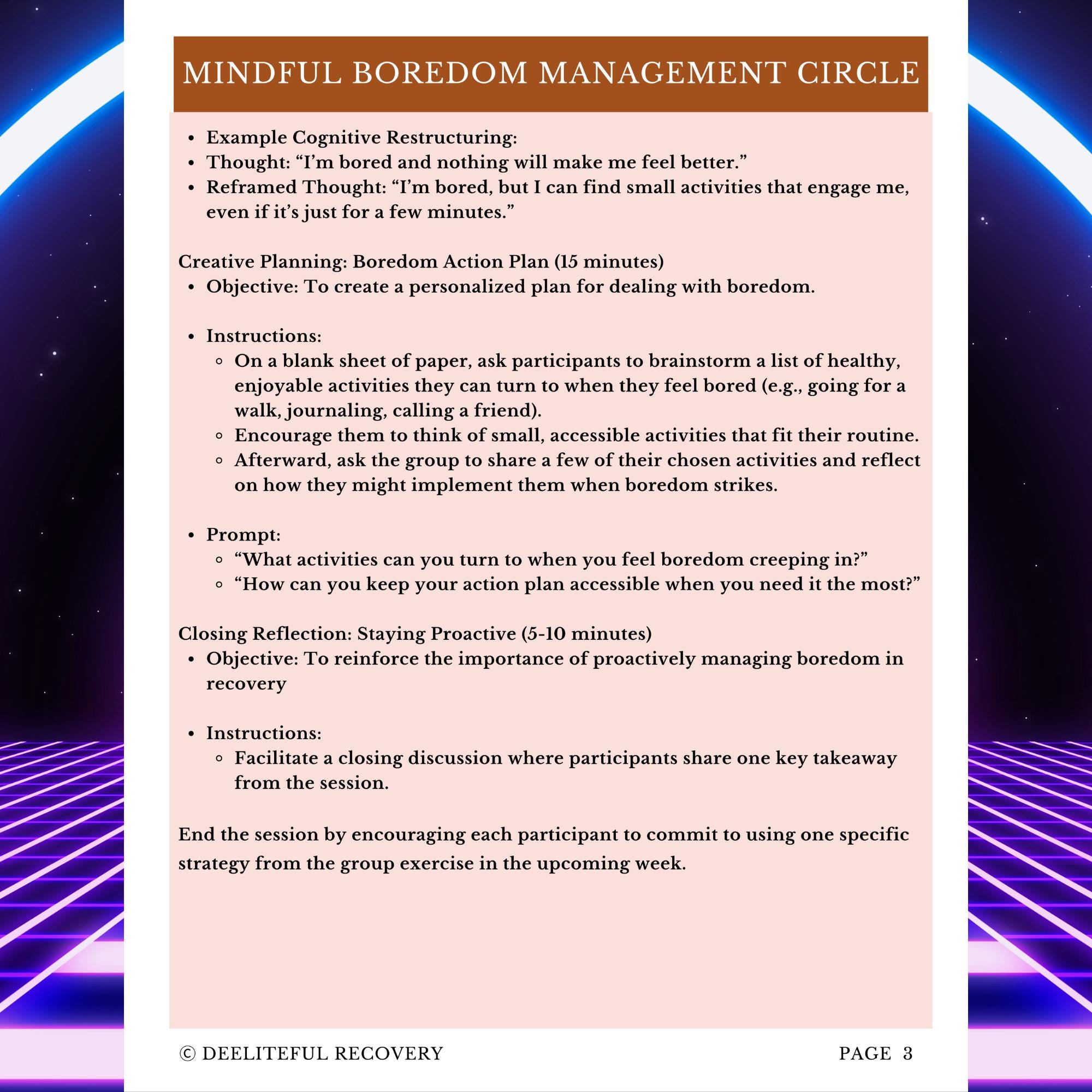 Addiction Recovery Group Activity: Breaking Free From Boredom (PDF ...