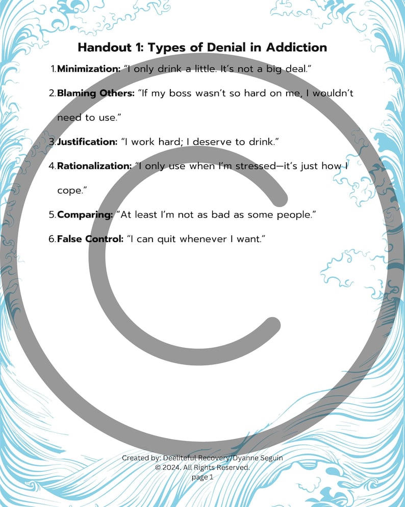Denial and Acceptance Group Therapy Activity, Addiction Recovery Cbt ...