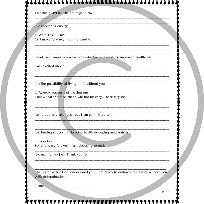 Goodbye Letter to Addiction Worksheet, Addiction Recovery, Mental ...