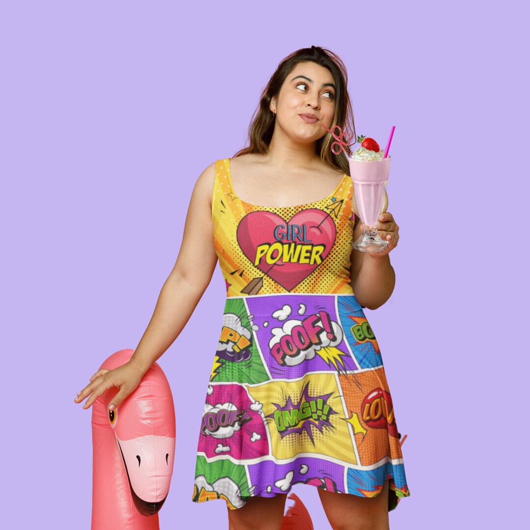 Comic Strip Dress Girl Power 90spop Art Skater Dress Pop - Etsy
