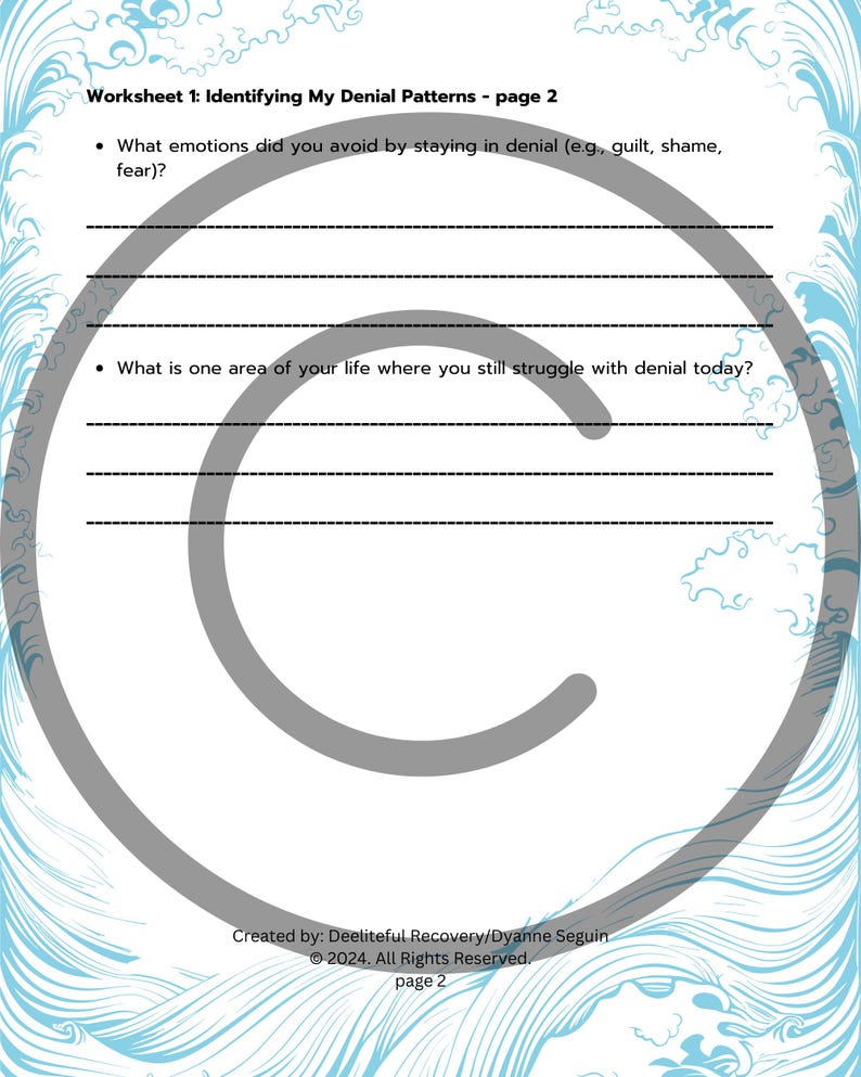Denial and Acceptance Group Therapy Activity, Addiction Recovery Cbt ...