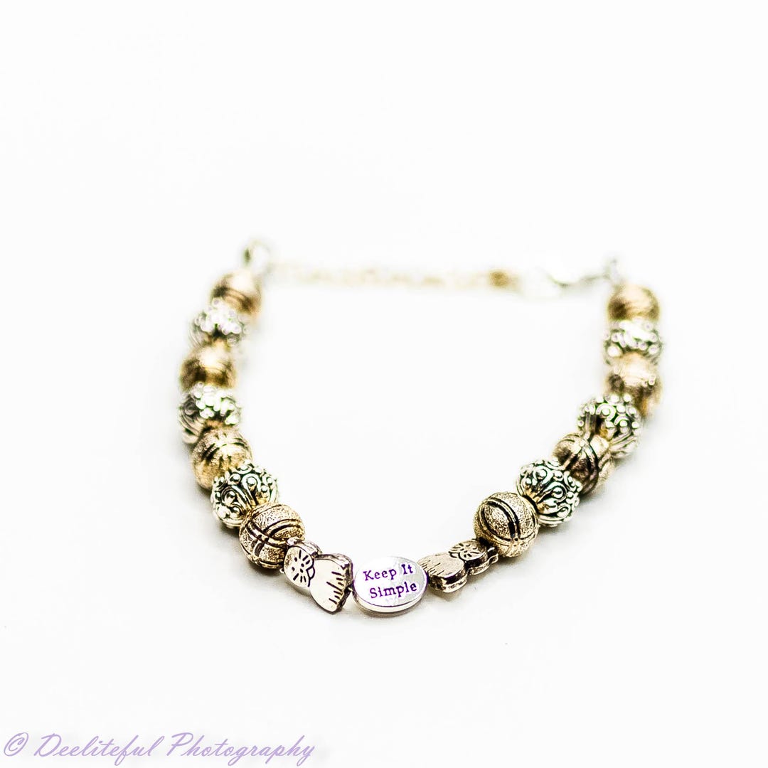 Keep It Simple Recovery Bracelet: Silver Cat Charms, AA NA Sobriety ...
