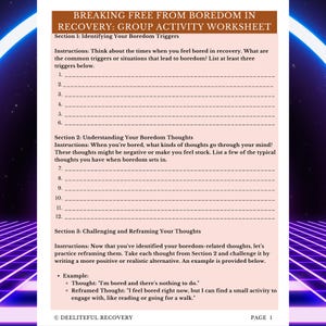 Addiction Recovery Group Activity: Breaking Free From Boredom (PDF ...