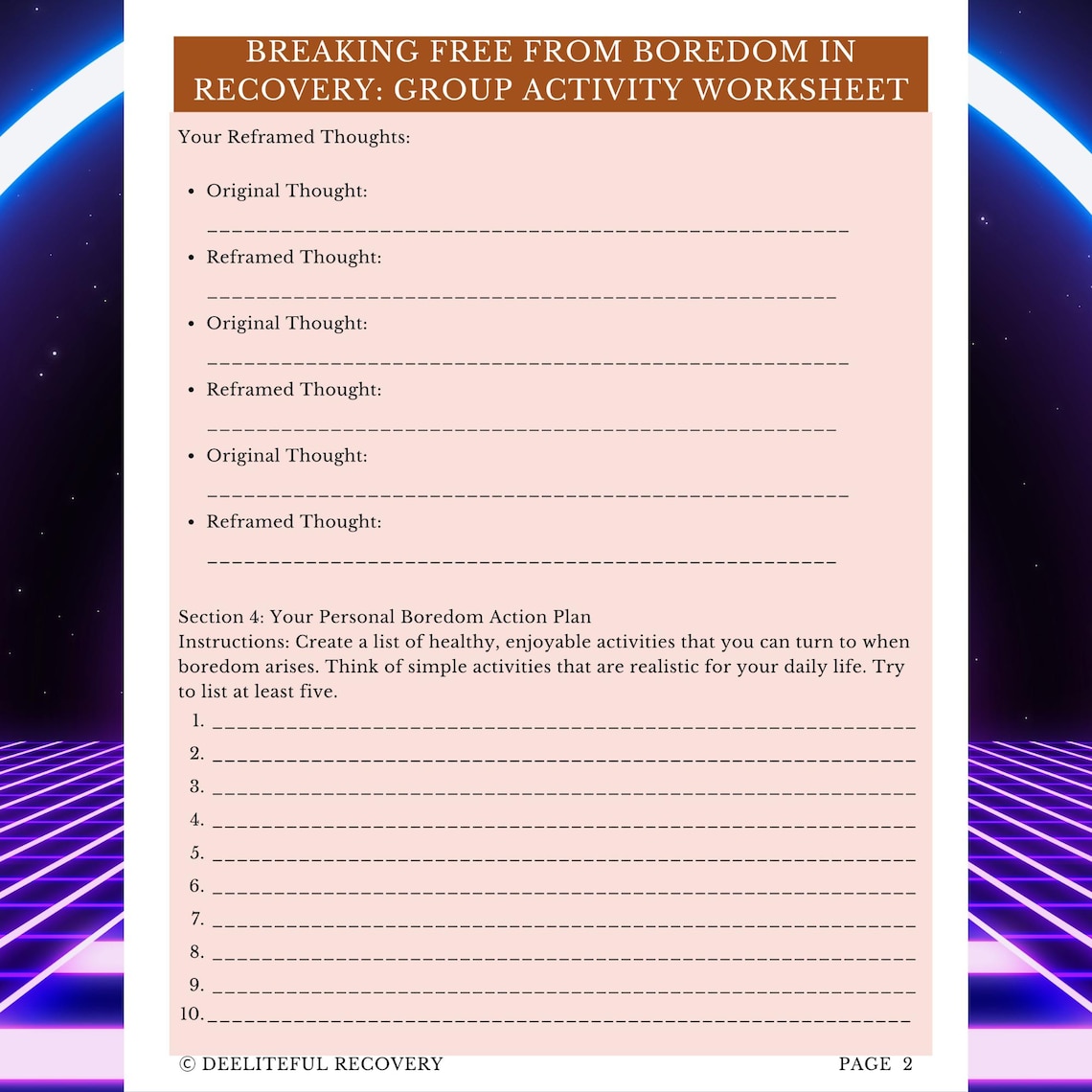 Addiction Recovery Group Activity: Breaking Free From Boredom (PDF ...