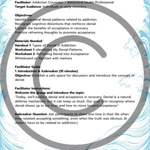 Denial and Acceptance Group Therapy Activity, Addiction Recovery Cbt ...