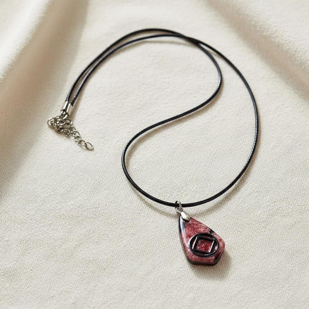 Narcotics Anonymous Recovery Necklace, Genuine Rhodonite NA Pendant ...